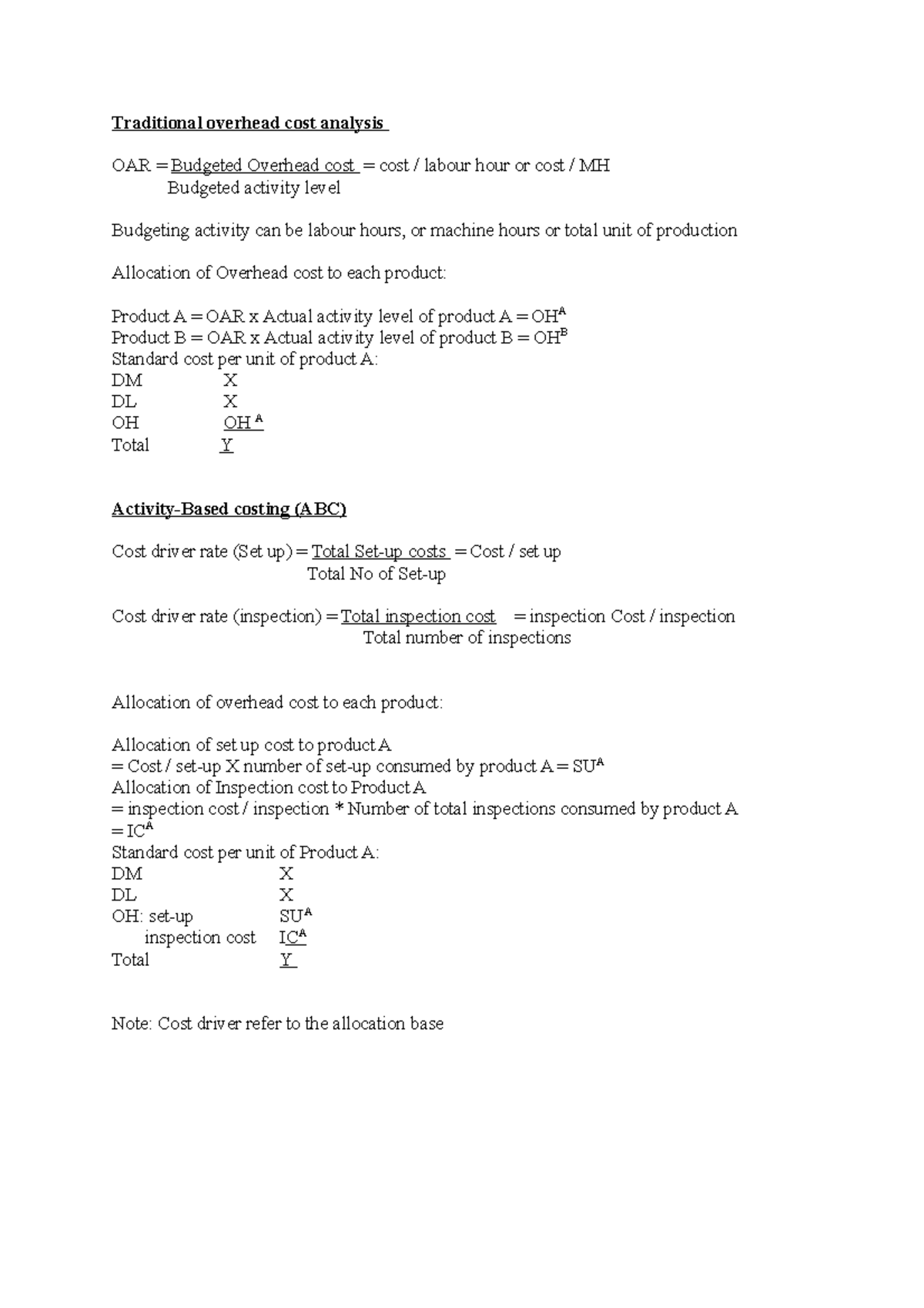 Traditional overhead cost analysis & ABC - Traditional overhead cost ...