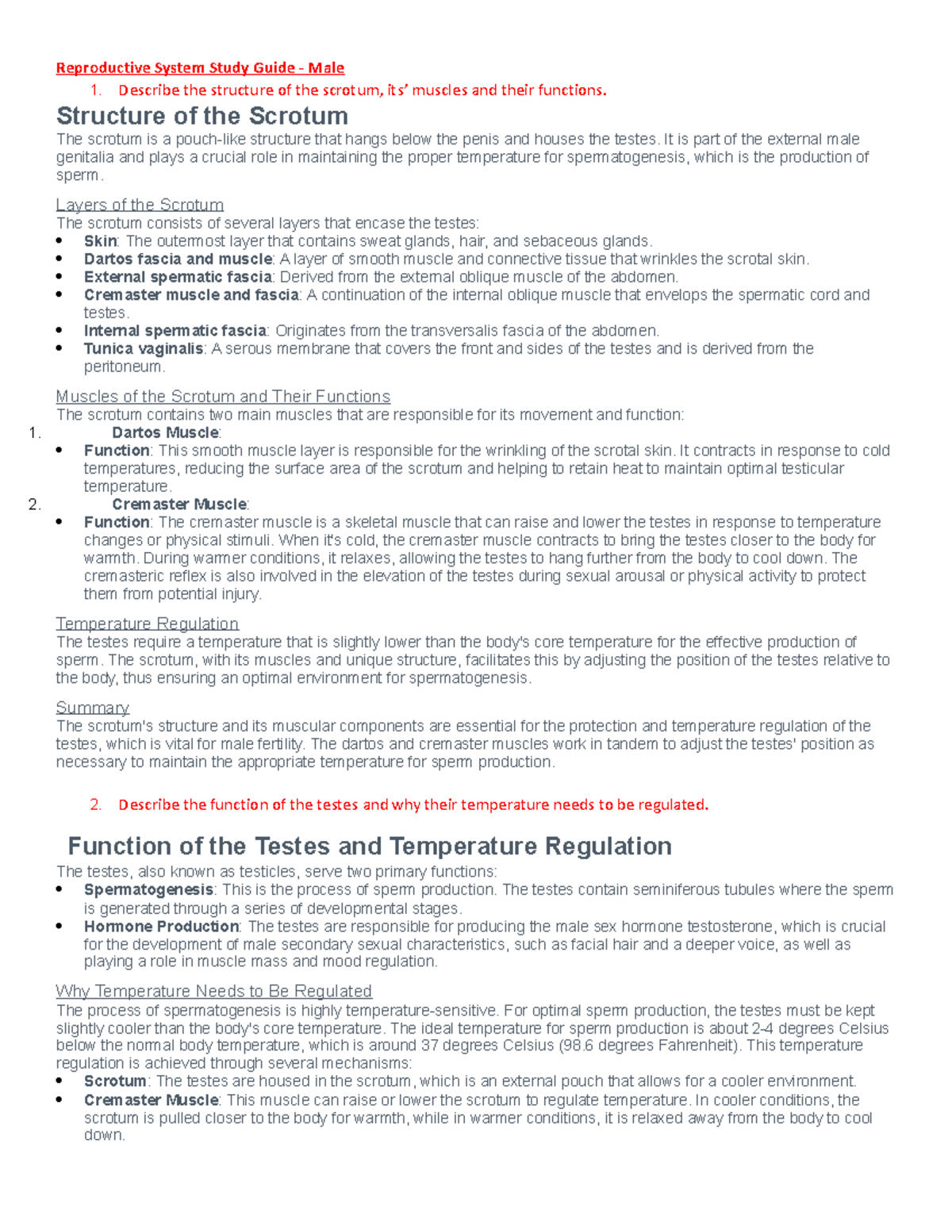 Chapter 28 Study Guide - Male - Reproductive System Study Guide - Male ...