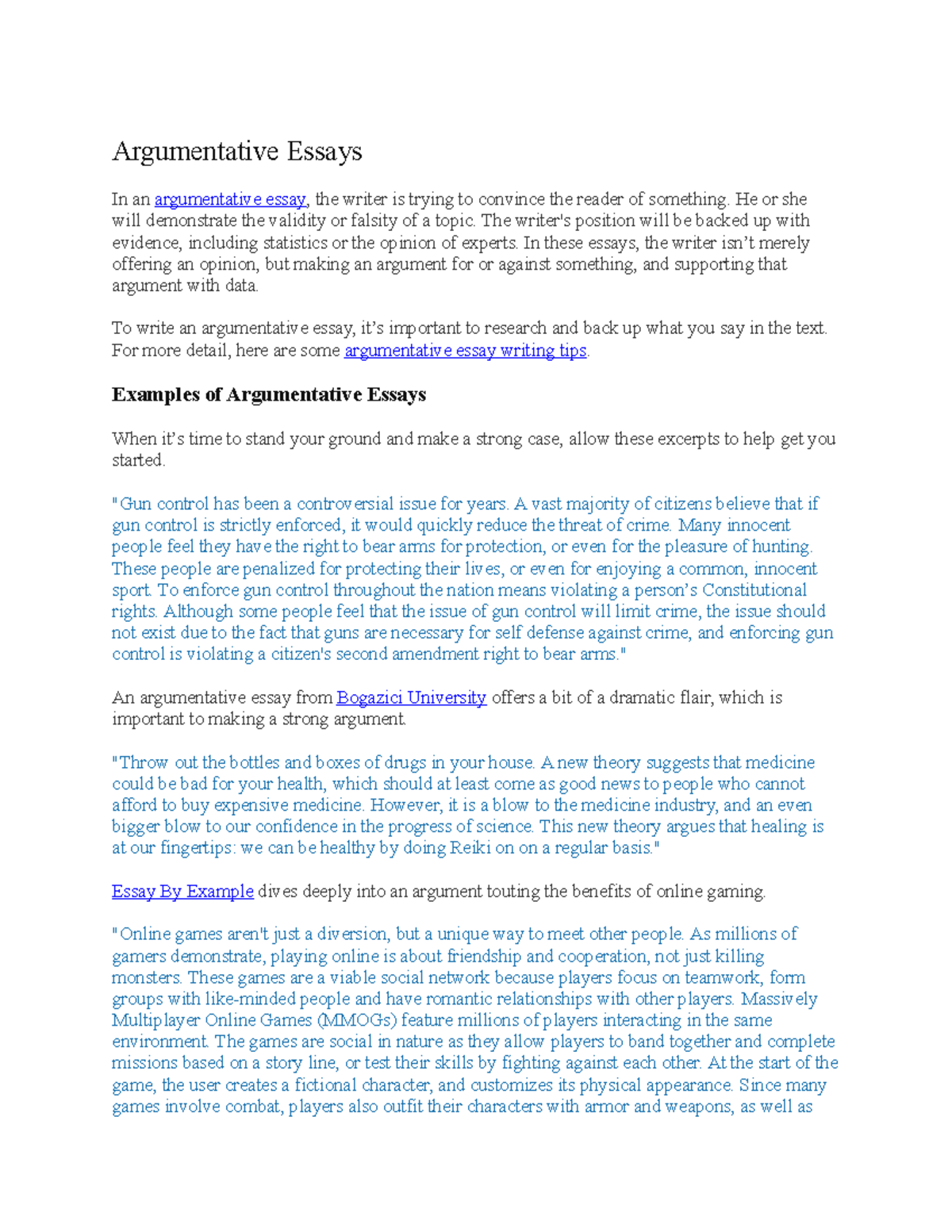 11 - n/a - Argumentative Essays In an argumentative essay, the writer ...