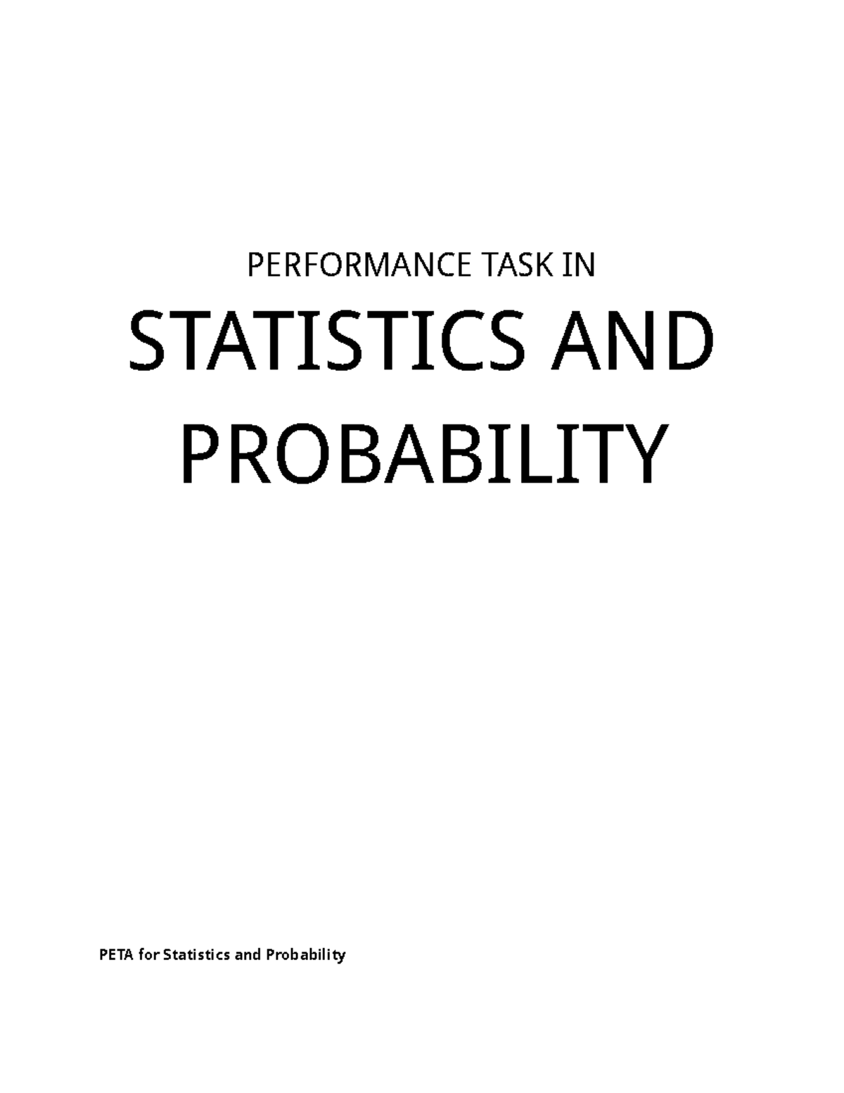 Stats and probability - PERFORMANCE TASK IN STATISTICS AND PROBABILITY ...