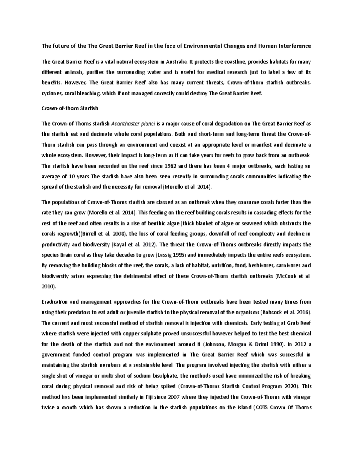 Indipendent research project - HD - The future of the The Great Barrier ...