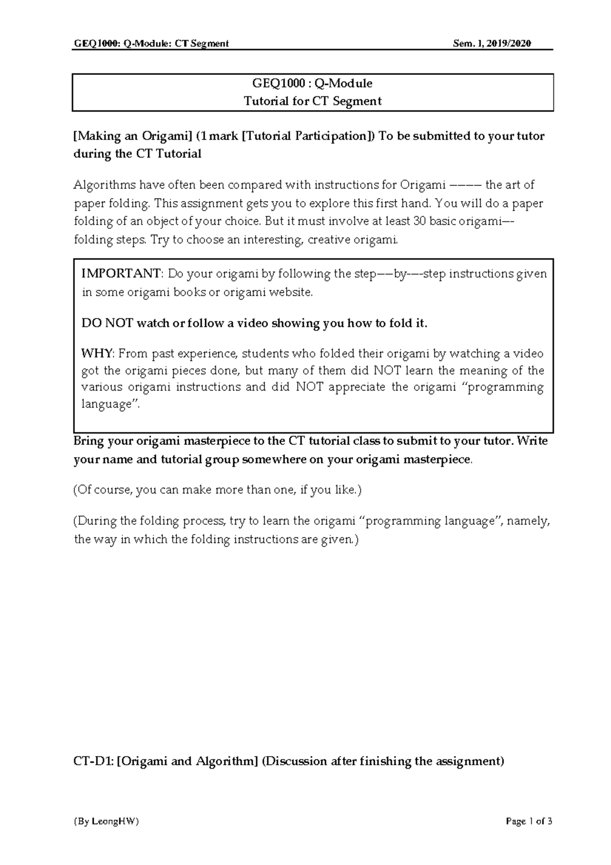 Com-tutorial - GEQ1000 - GEQ1000: Q-Module: CT Segment Sem. I, 2019/20 ...