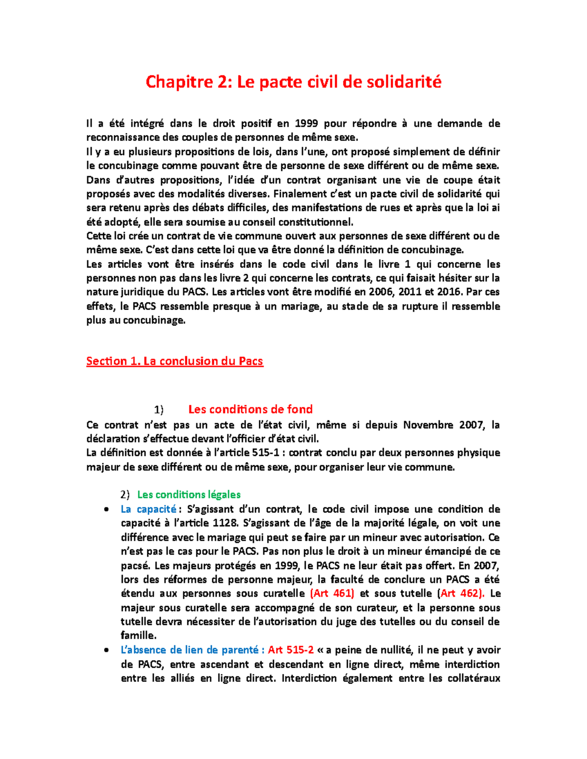 1-F - Partie du cours - Warning: TT: undefined function: 32 Chapitre 2 : Le pacte civil de - Studocu