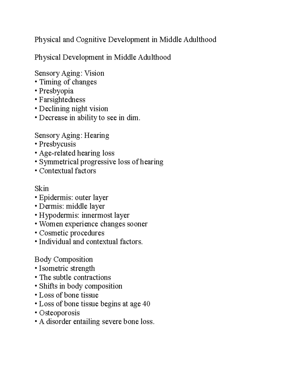 Physical and Cognitive Development in Middle Adulthood - Sensory Aging ...