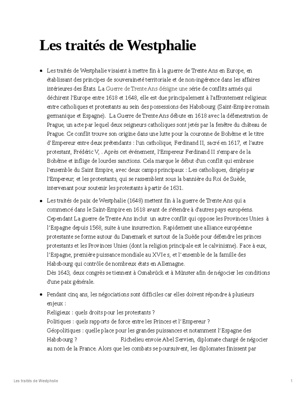 Les traités de Westphalie Norah Mathis - Les traités de Westphalie 1 ...