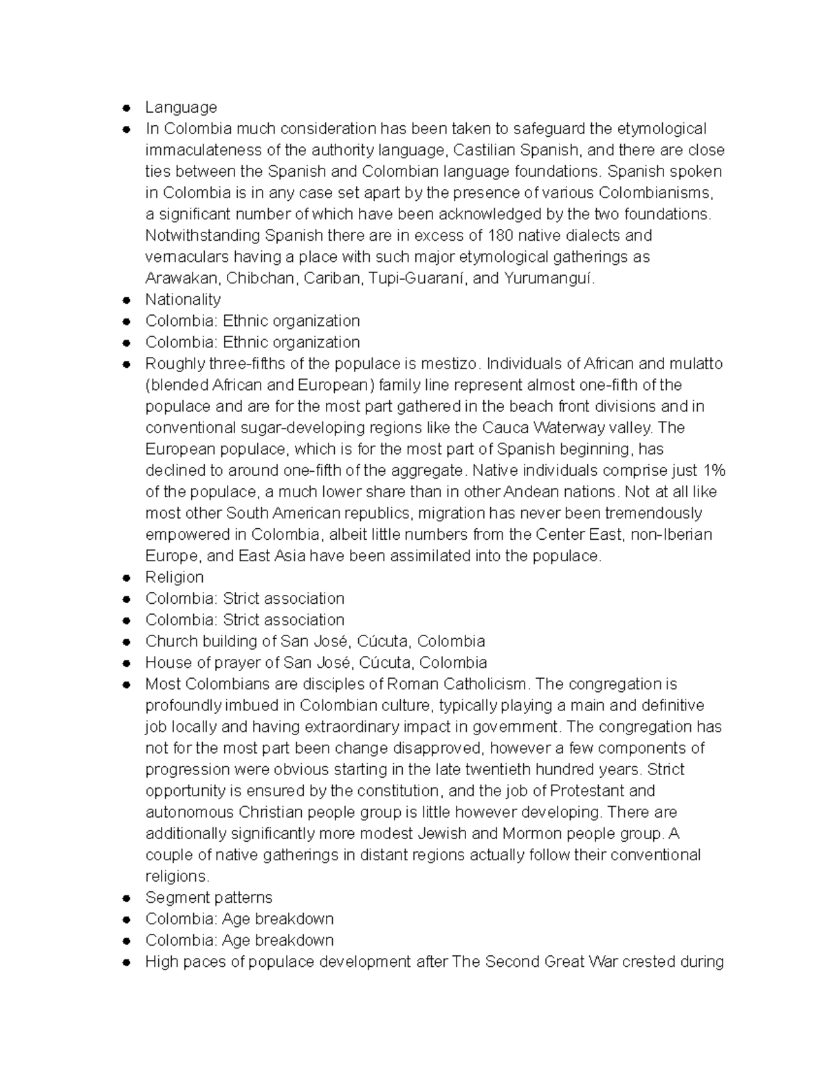 Colombian people - Lecture notes from class - Language In Colombia much ...