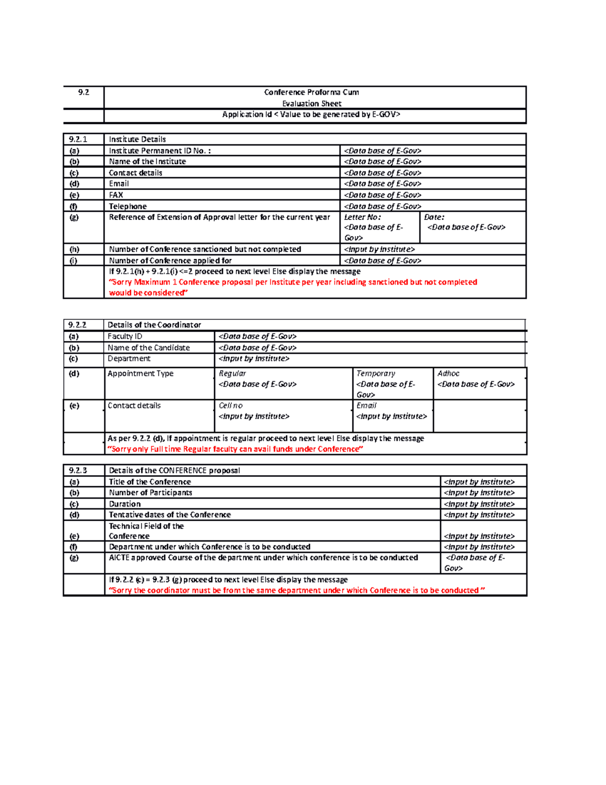 Details required for Conference - 9 Conference Proforma Cum Evaluation ...