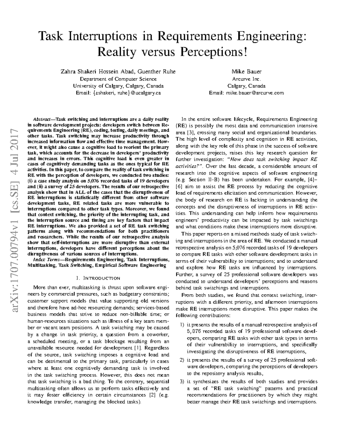 RE task sqitching - IISC - Task Interruptions in Requirements ...