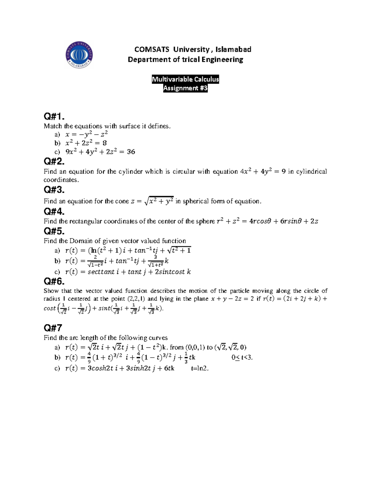 BEE C sec Multical assignmnt#2 - COMSATS University , Islamabad ...