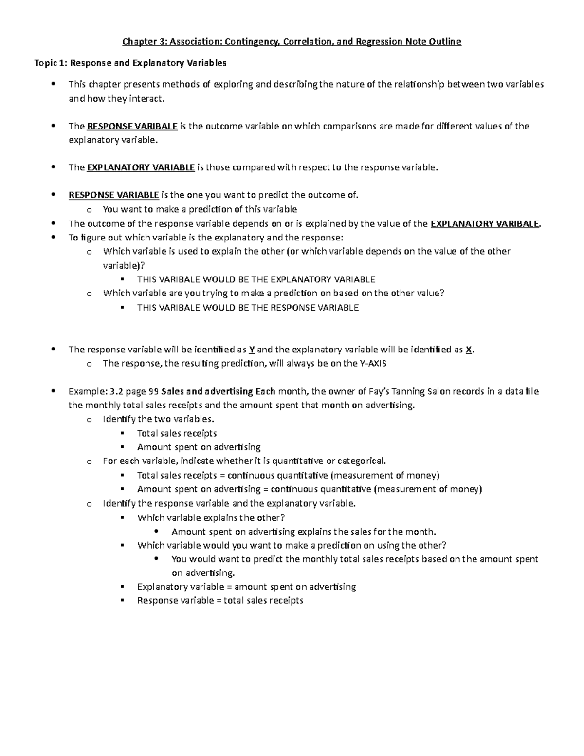 Chapter 3 Topic 1 - Lecture notes from slides as well as verbal ...