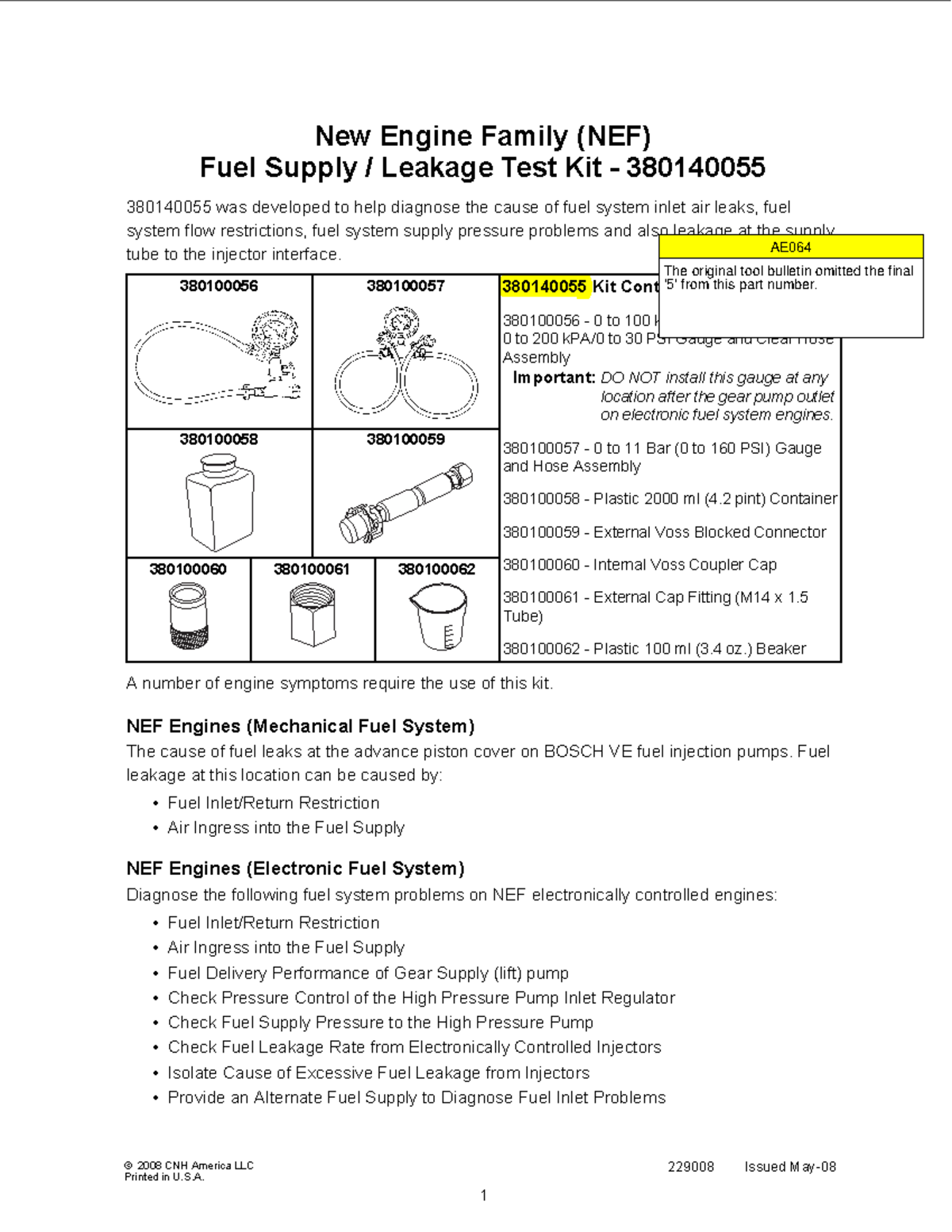 New Engine Family (NEF) - S. 229008 Issued May- 380140055 was developed ...