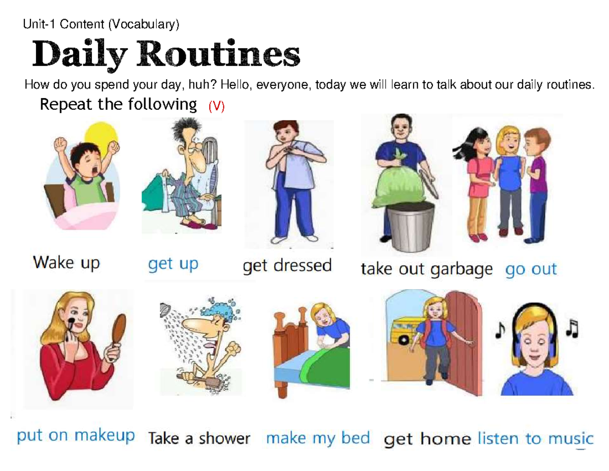 Unit-1 content 2 & 3 (Vocab & Grammar) - Repeat the following Repeat ...