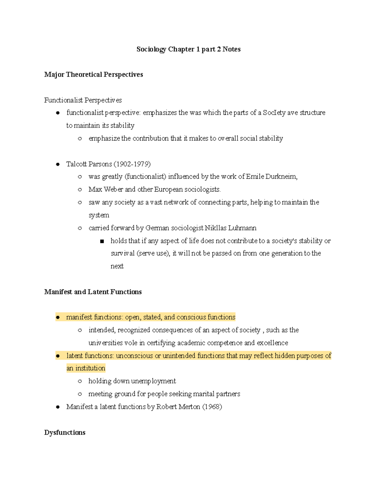 Sociology Chapter 1.2 Notes - Sociology Chapter 1 part 2 Notes Major ...
