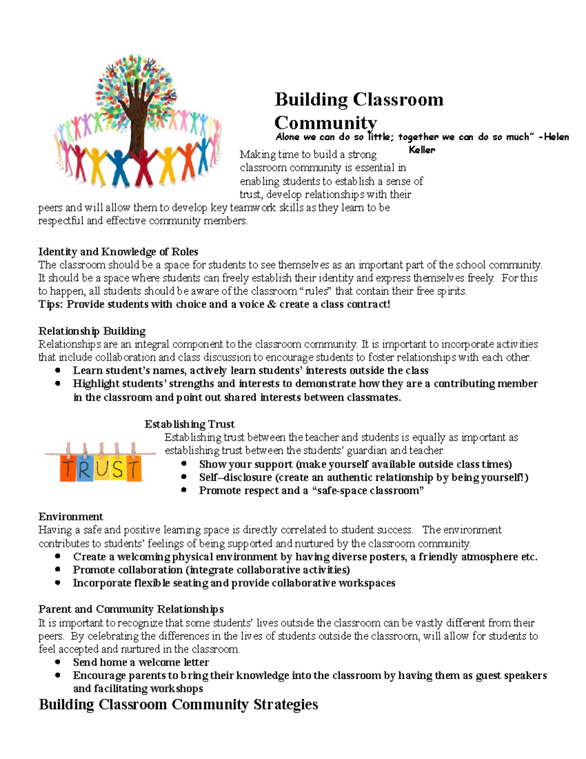 Building Classroom Community - Building Classroom Community Making time ...