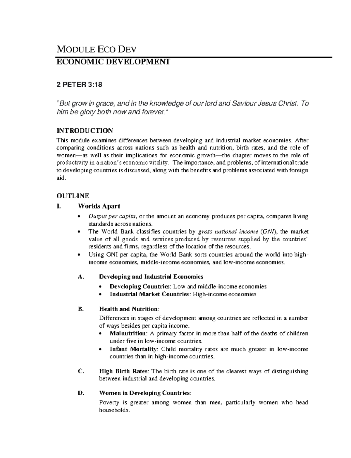 Module Eco Dev-Economic Development - MODULE ECO DEV ECONOMIC ...