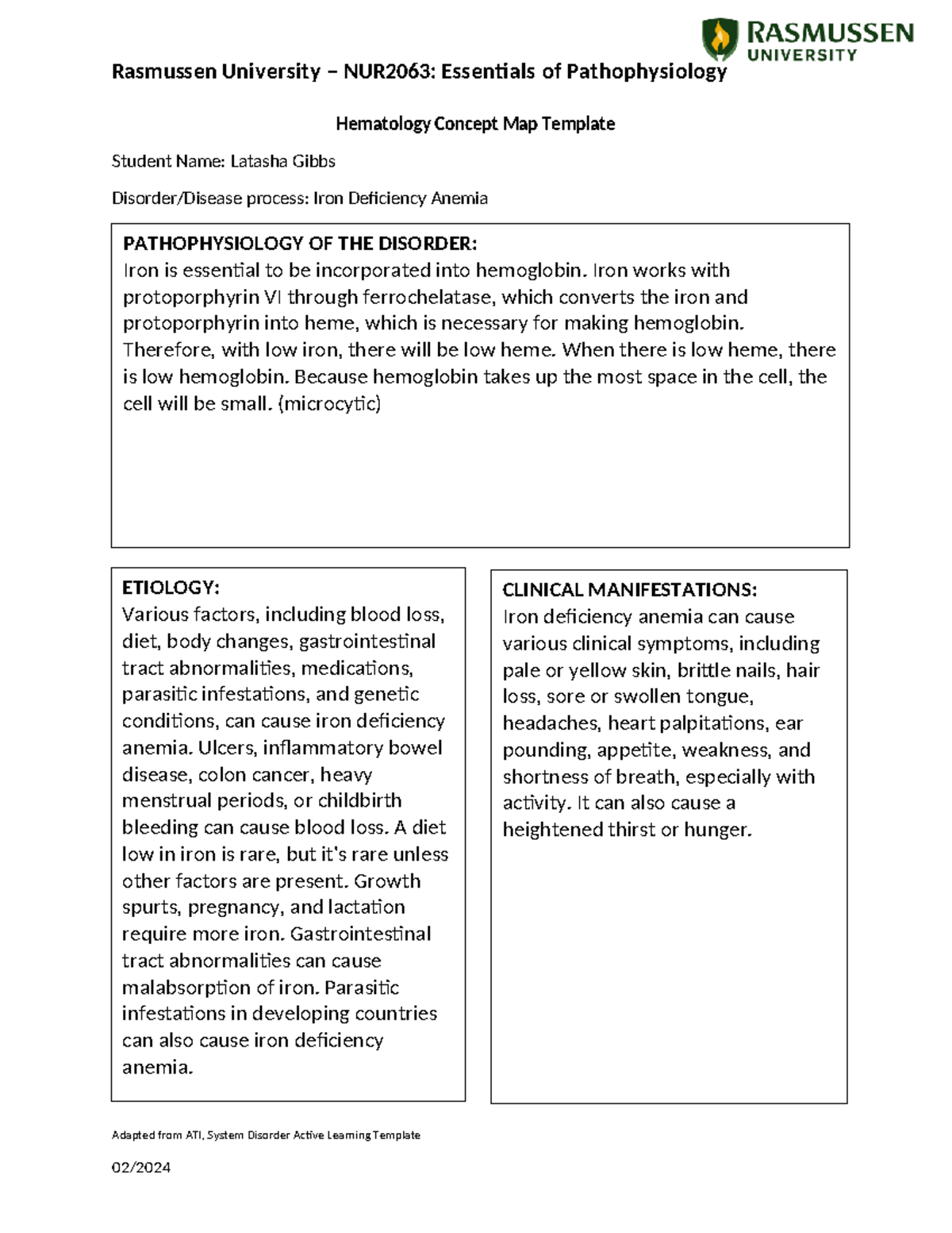 Module 09 Written Assignment Hematologic Disorder - Rasmussen ...