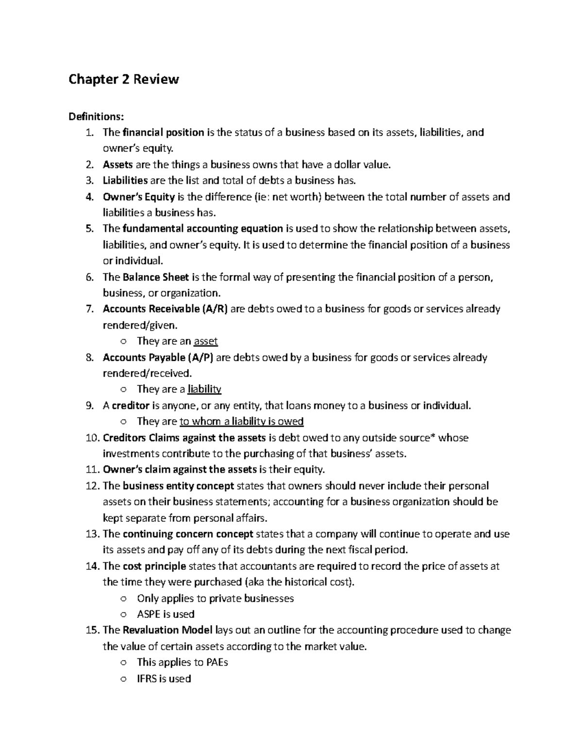 Copy of Chapter 2 Review - Google Docs - Chapter 2 Review Definitions ...