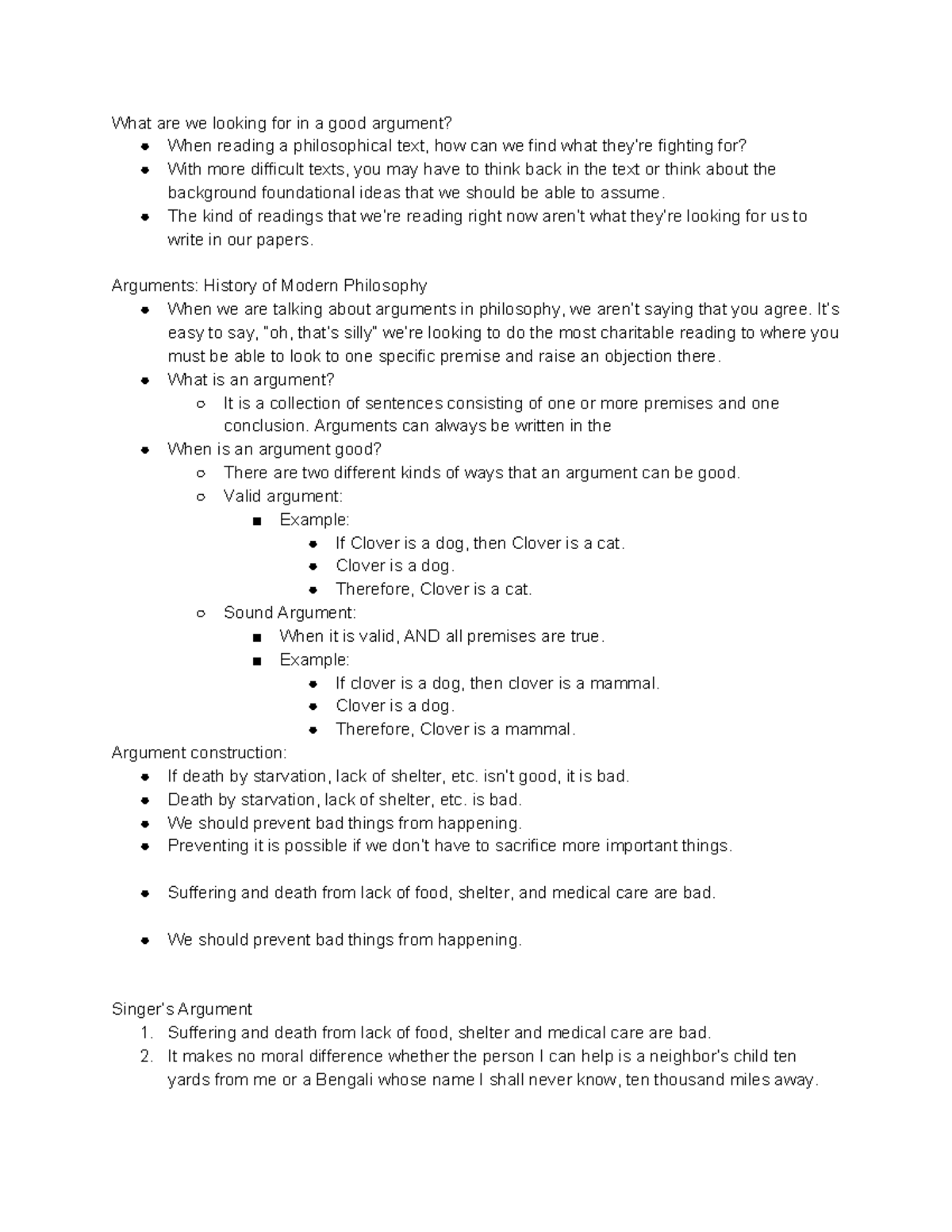 PHIL Argument Construction Workshop - What are we looking for in a good ...
