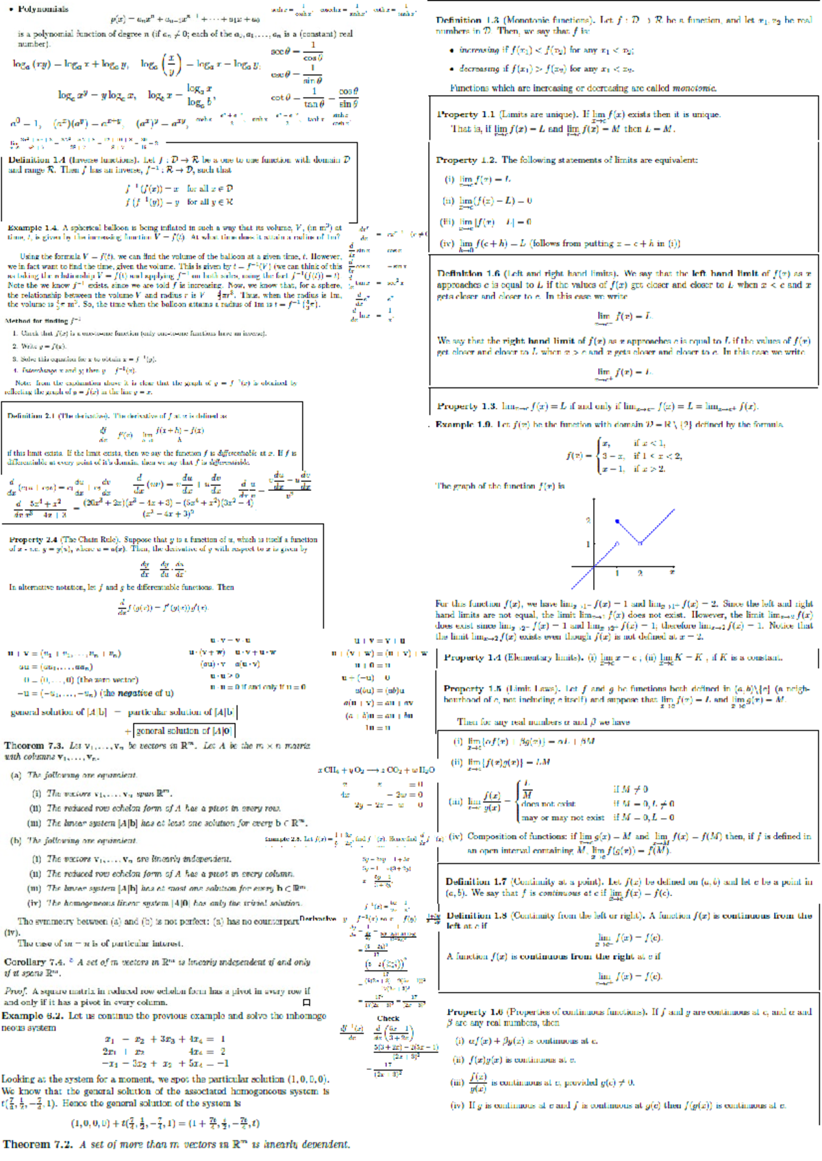 Cheat sheet mid semester test - Polynomials coth sinh r tanhr ...