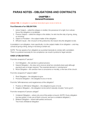 Oblicon-Reviewer - de leon oblicon - REVIEWER ITLE I – OBLIGATIONS ...