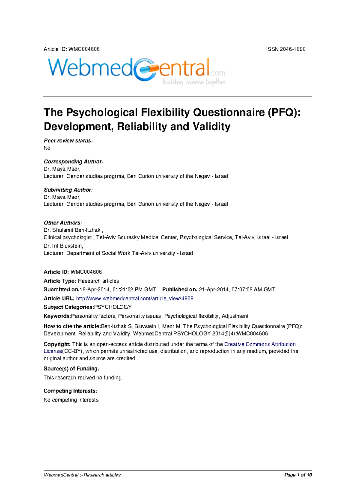 Moral flexibility, Scale - Article ID: WMC004606 ISSN 2046- The ...