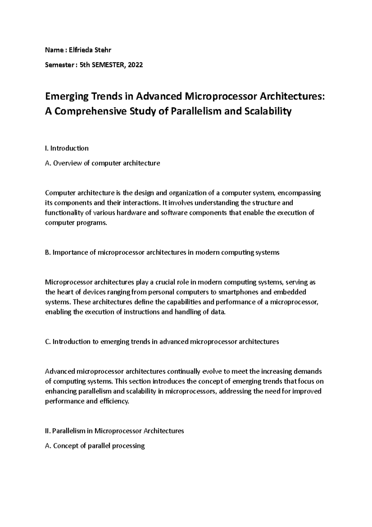 Emerging Trends in Advanced Microprocessor Architectures A ...