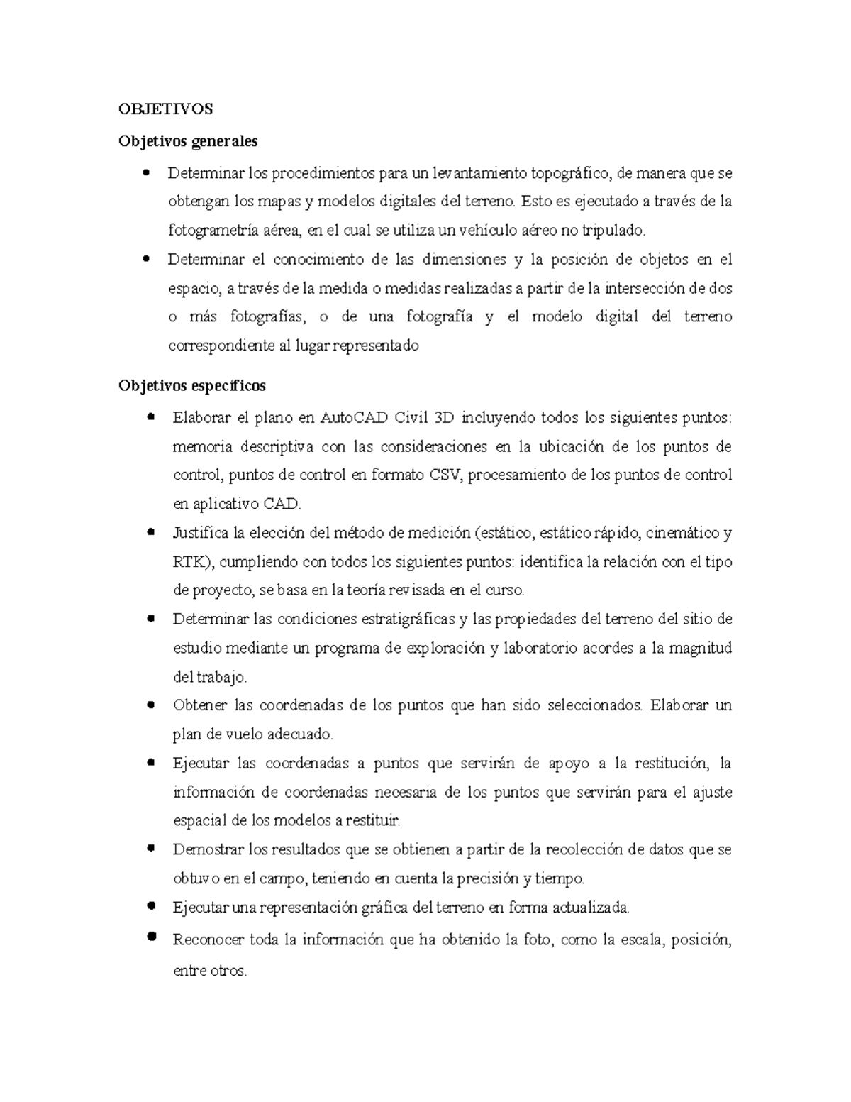Objetivos Geomatica - OBJETIVOS Objetivos generales Determinar los ...
