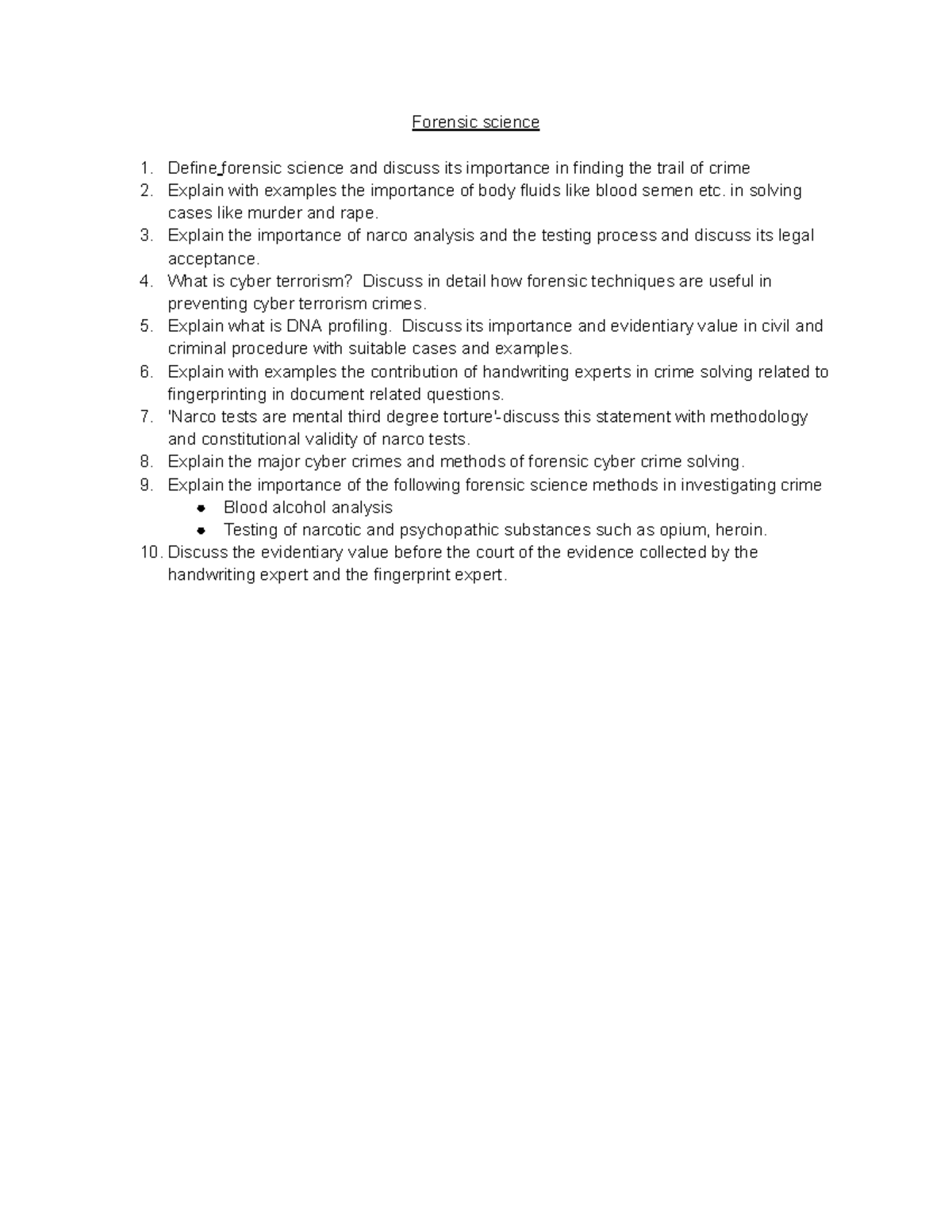 Forensic science ENG - Forensic science Define forensic science and ...