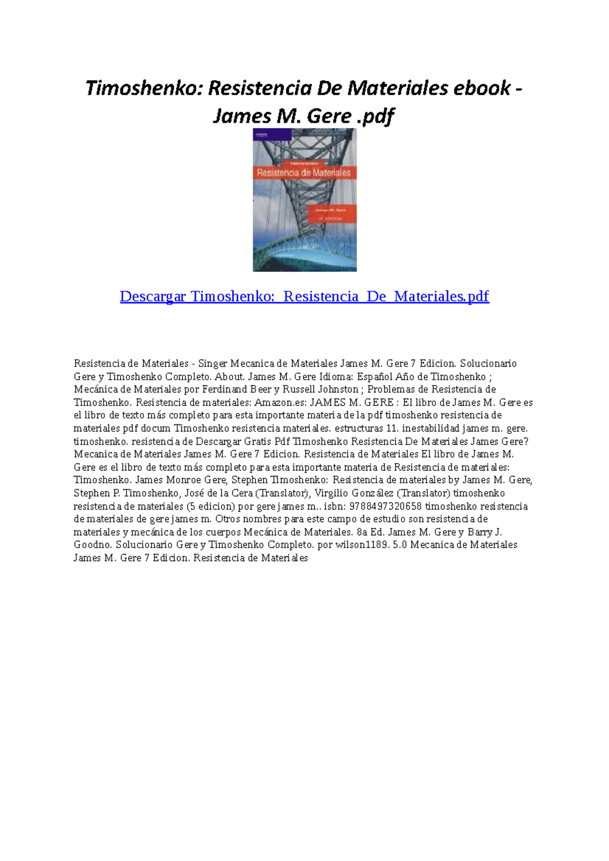 Timoshenko Resistencia De Materiales - Gere .pdf Descargar Timoshenko ...