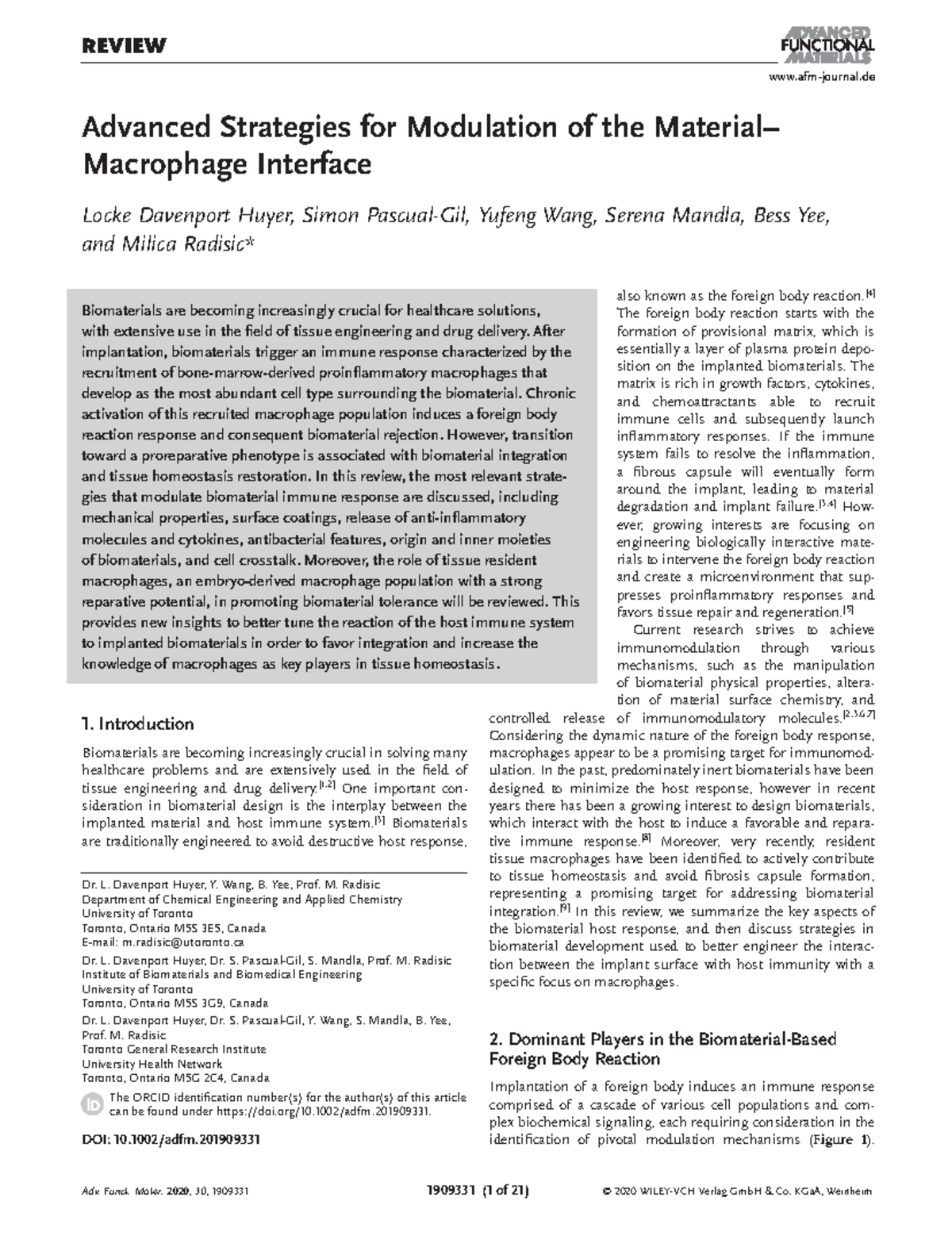 Advanced Strategies for Modulation of the Material - afm-journal ...