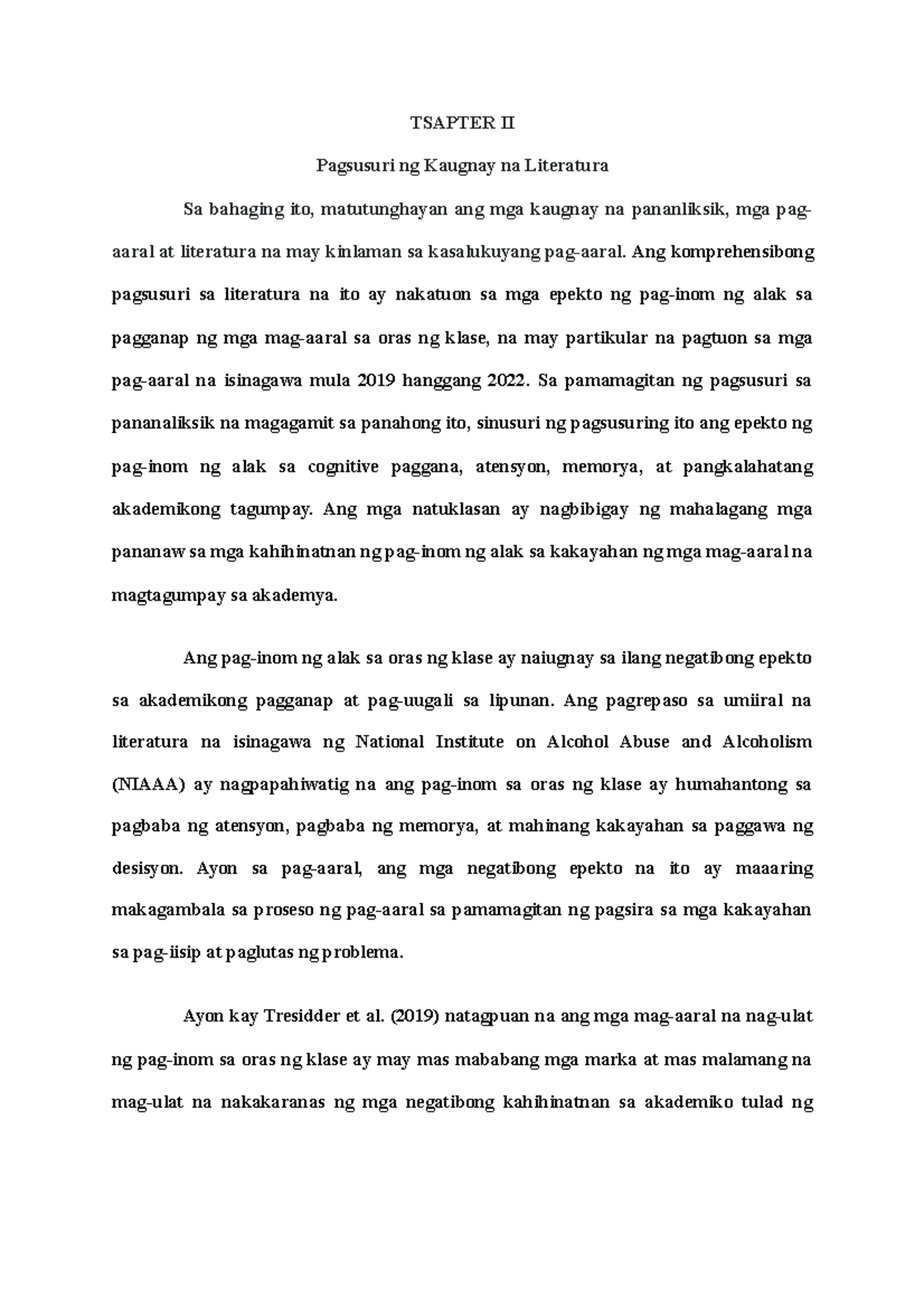 Kabanata- Iirrl 2 - RRL - TSAPTER II Pagsusuri ng Kaugnay na Literatura ...