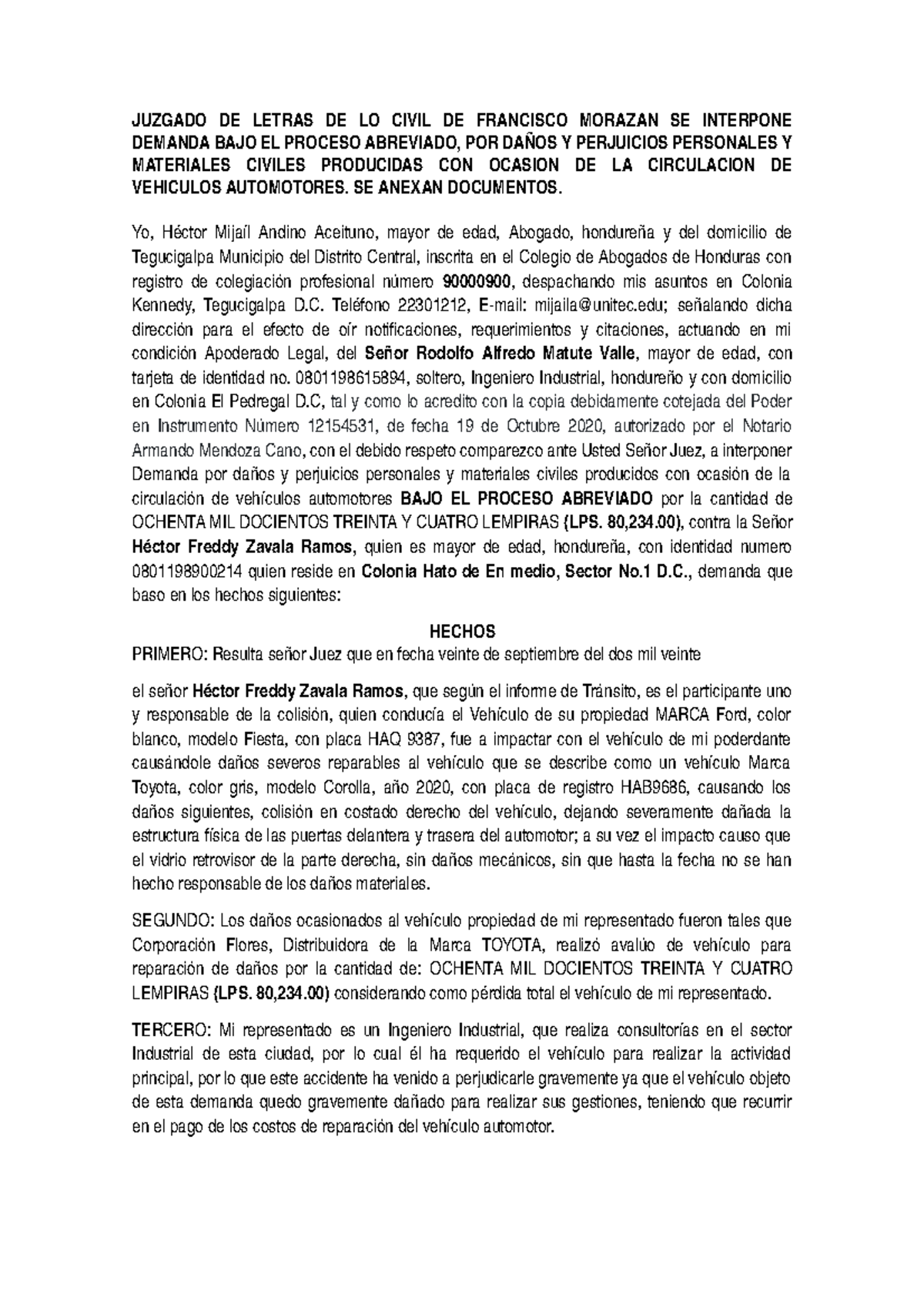 Juzgado DE Letras DE LO Civil DE Francisco Morazan - JUZGADO DE LETRAS ...