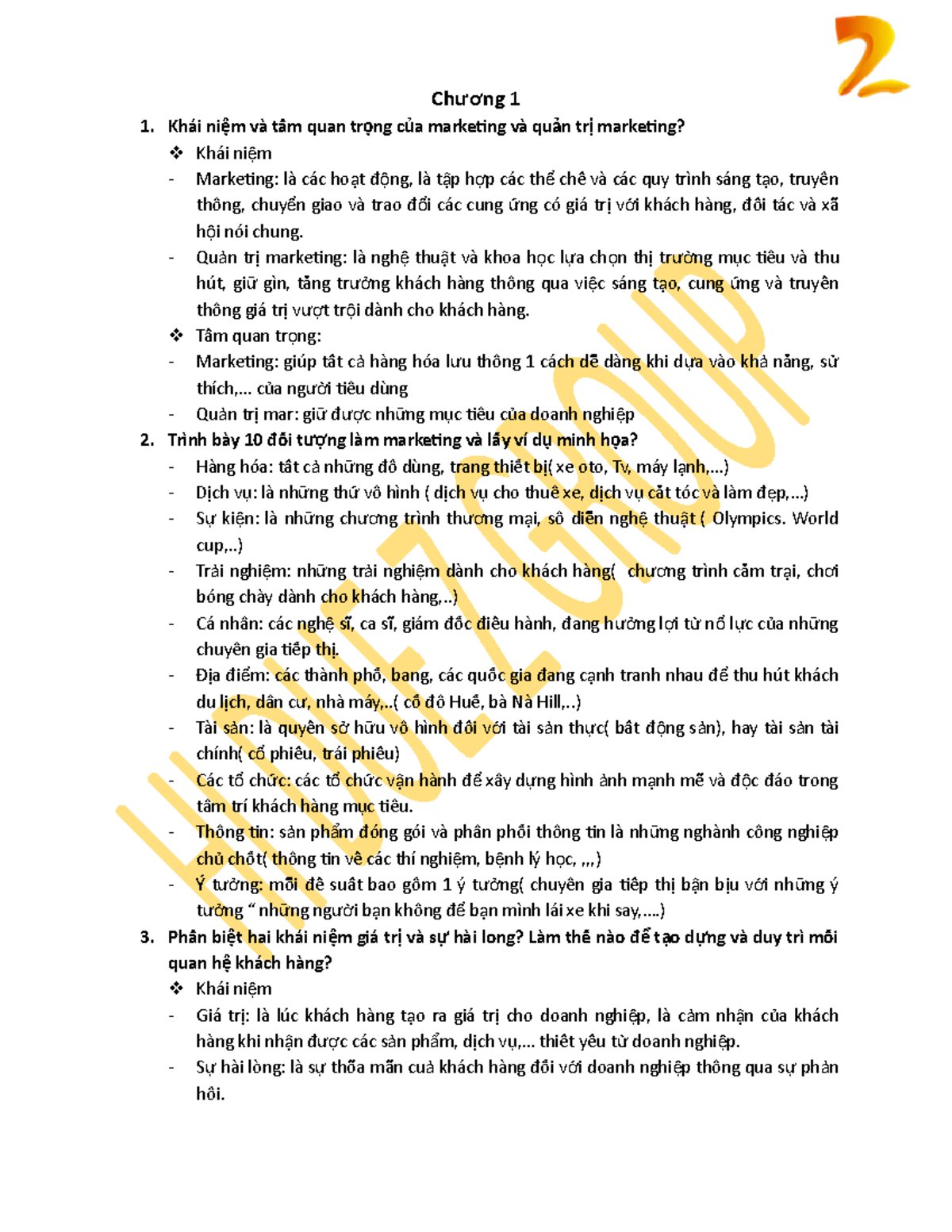 Maketing - ẹdnjn - Ch ng 1ươ 1. Khái ni m và tầầm quan tr ng c a marketng và qu n tr marệọủảị ...