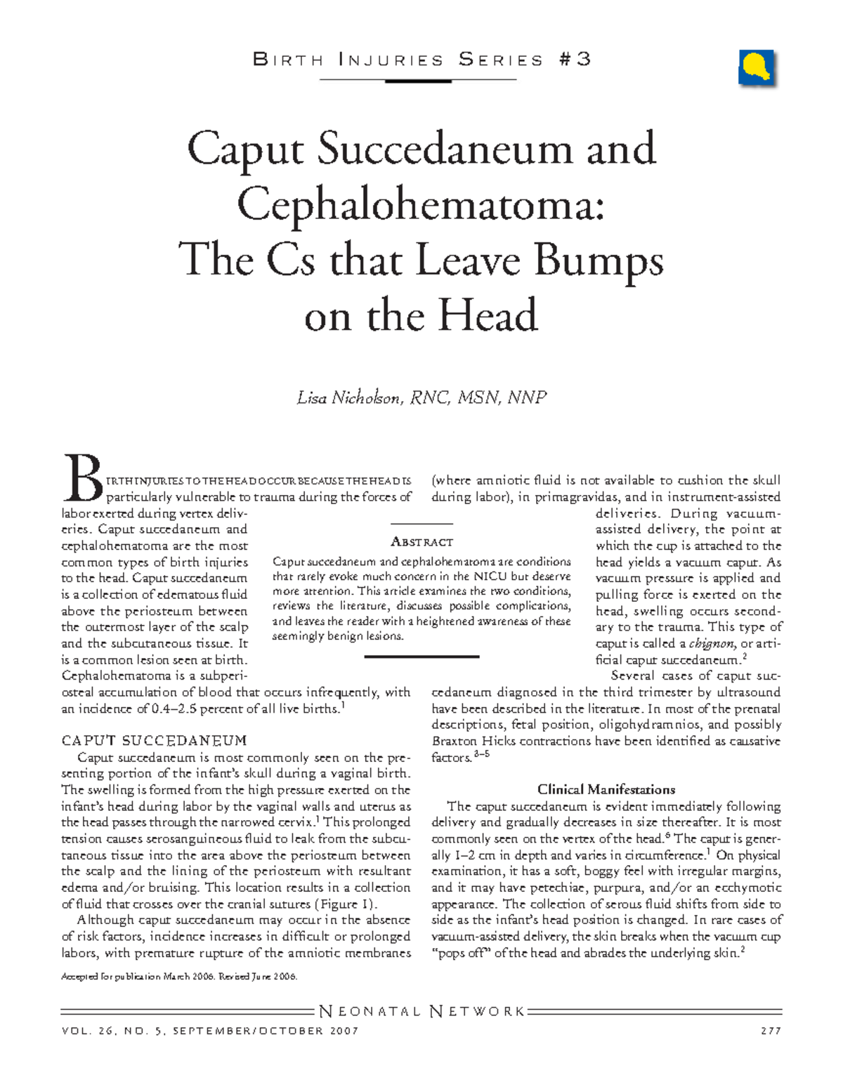 Nervous Caput - Notes - V O L. 2 6 , N O. 5 , S E P T E M B E R / O C T ...