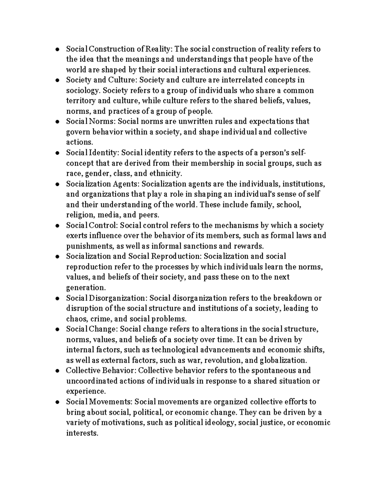 Sociology notes - Social Construction of Reality: The social ...