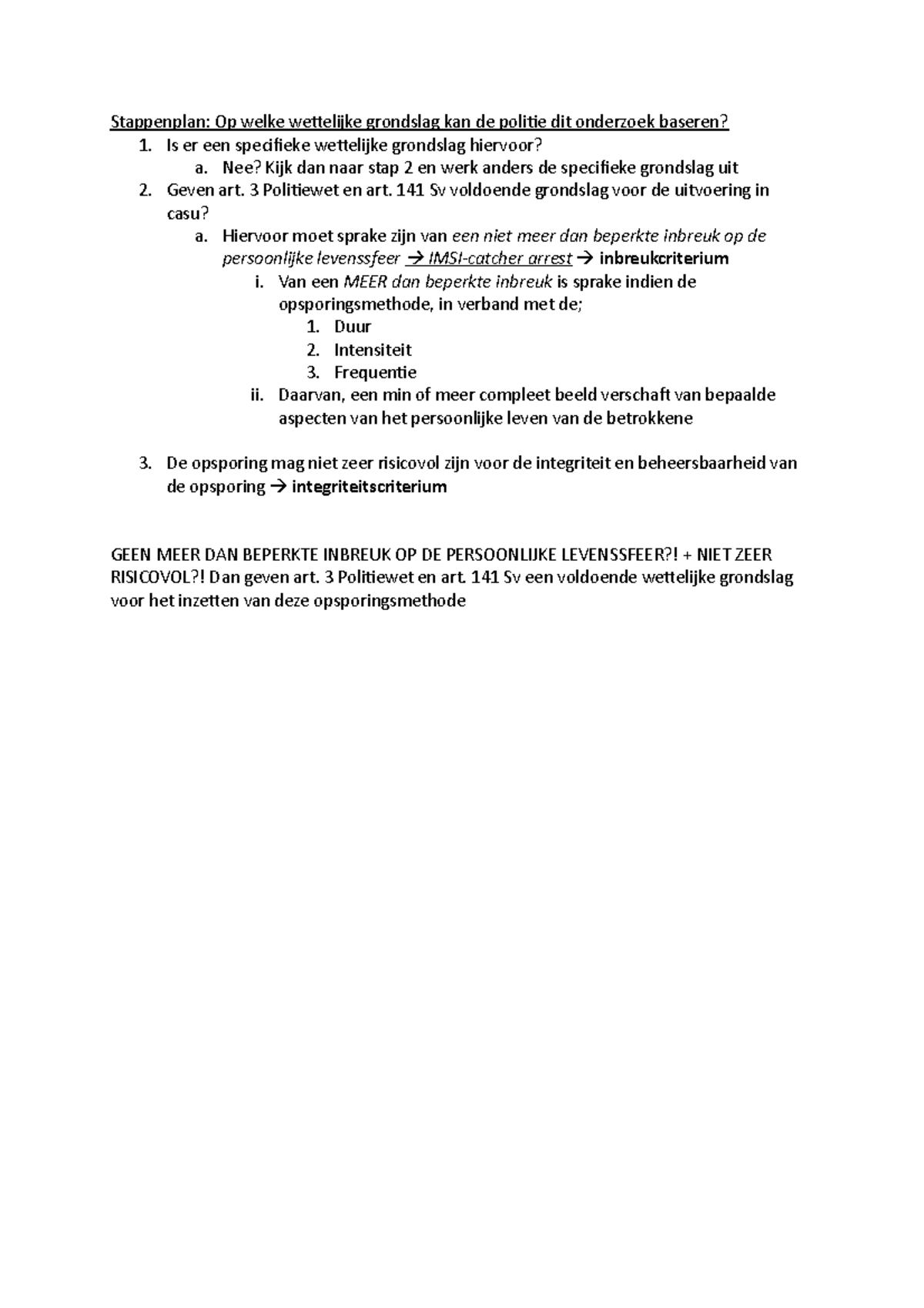 Stappenplannen strafprocesrecht (belangrijkste onderdelen ...