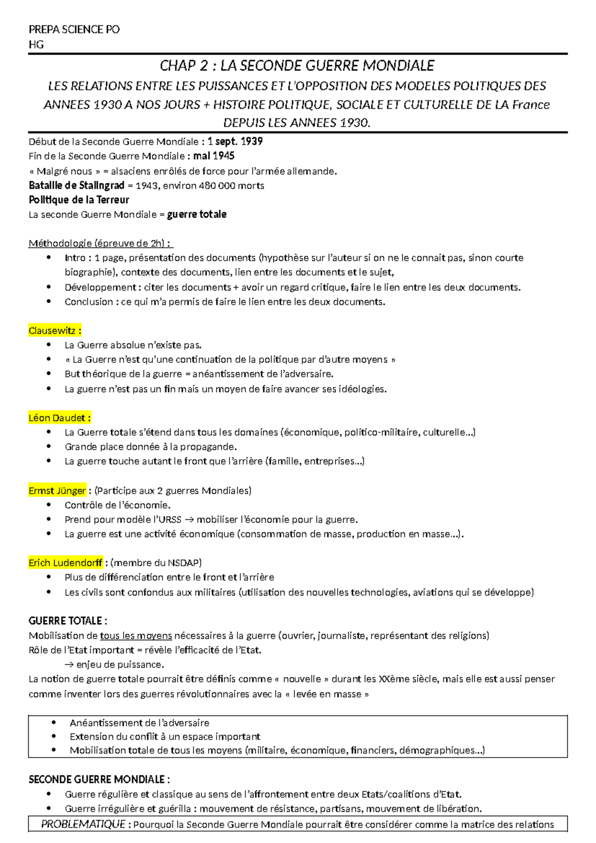 HG chap 2 2nd guerre mondiale - PREPA SCIENCE PO HG CHAP 2 : LA SECONDE ...