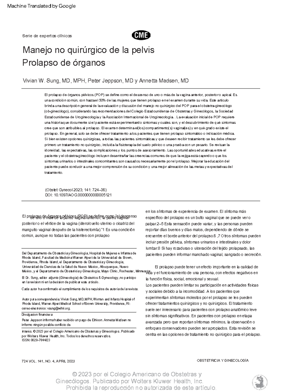 Nonoperative Management of Pelvic Organ Prolapse.12 - Vivian W. Sung ...