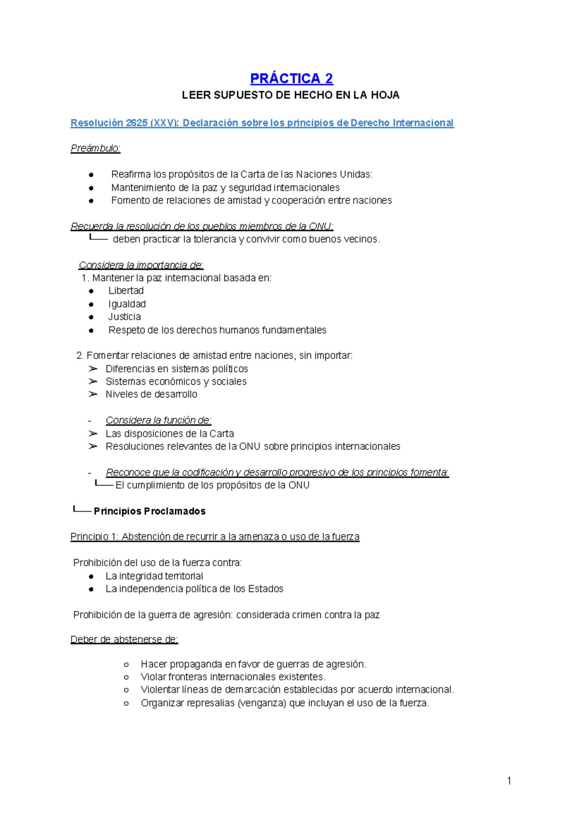 Esquema examen prácticas DIP - PRÁCTICA 2 LEER SUPUESTO DE HECHO EN LA HOJA Resolución 2625 (XXV ...