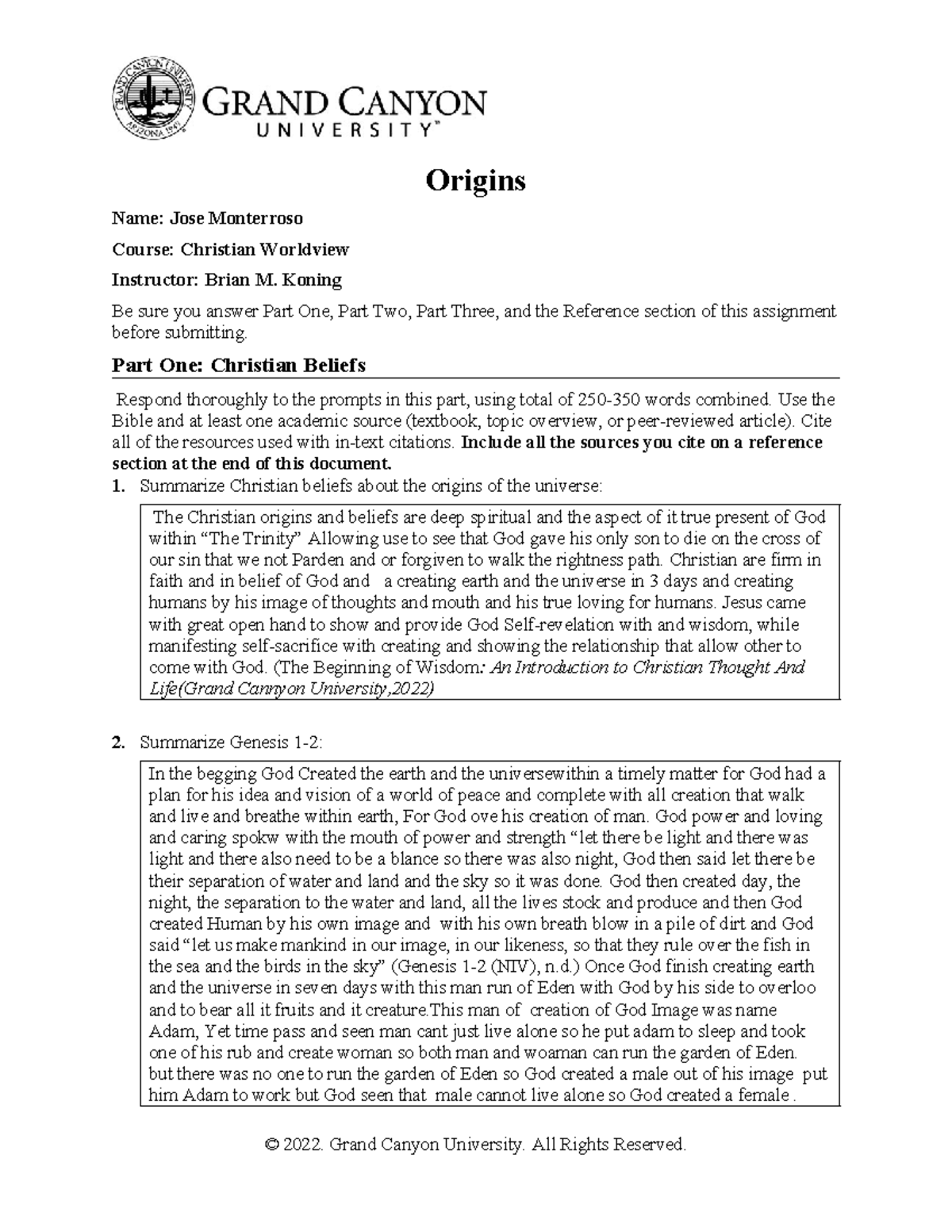CWV 101 301 RS T2Origins Online - Origins Name: Jose Monterroso Course ...