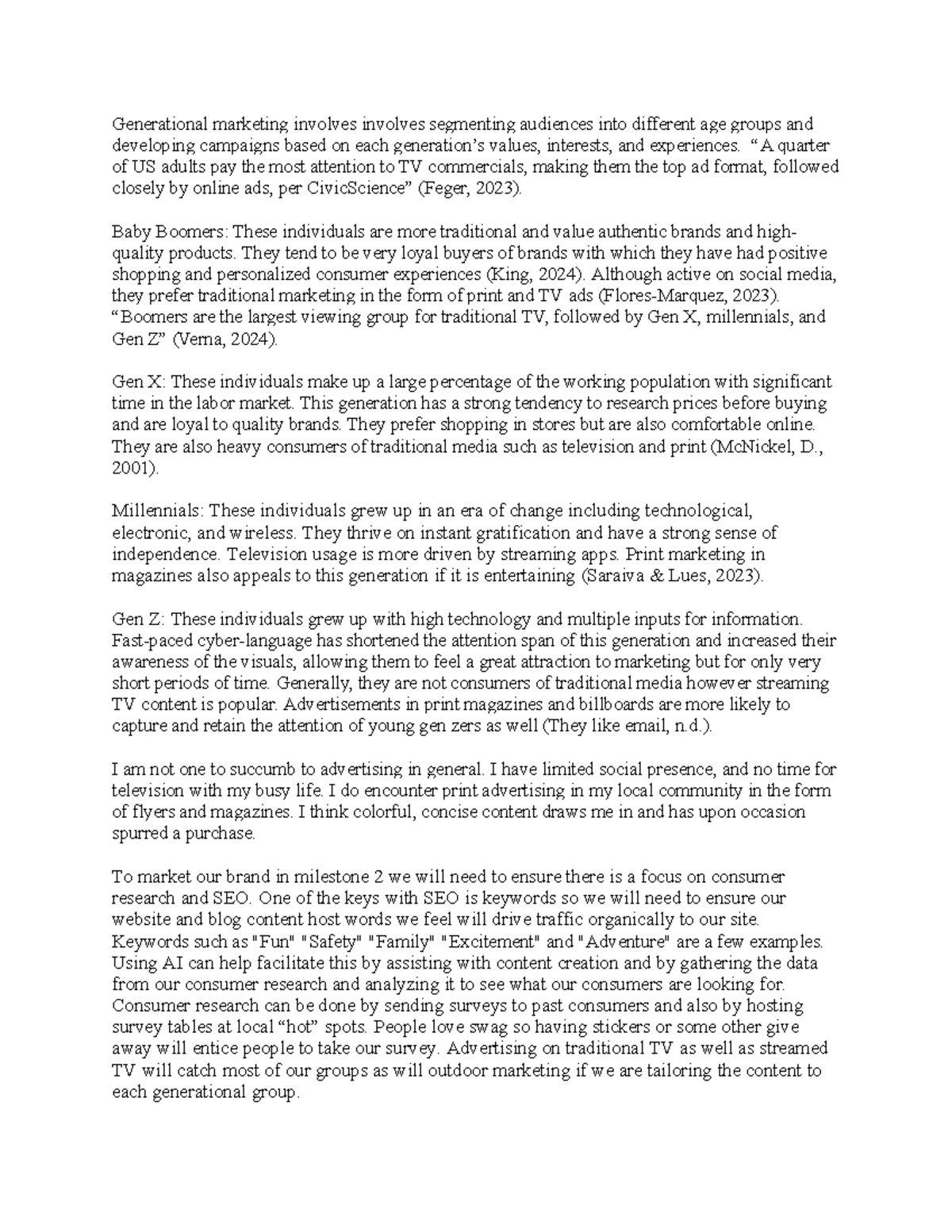 MBA 645 Module 4 Discussion - Generational marketing involves involves ...