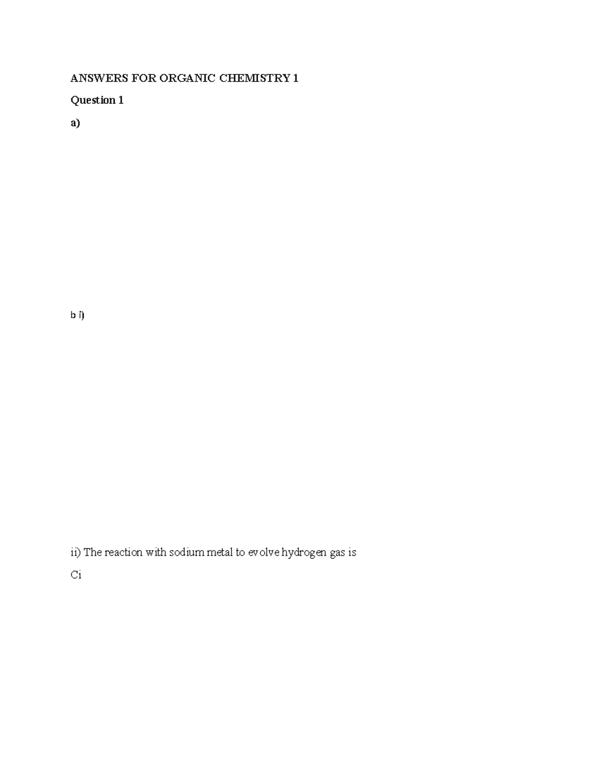 Answers FOR Organic Chemistry 1, Question 1 and 2 - Introduction to ...