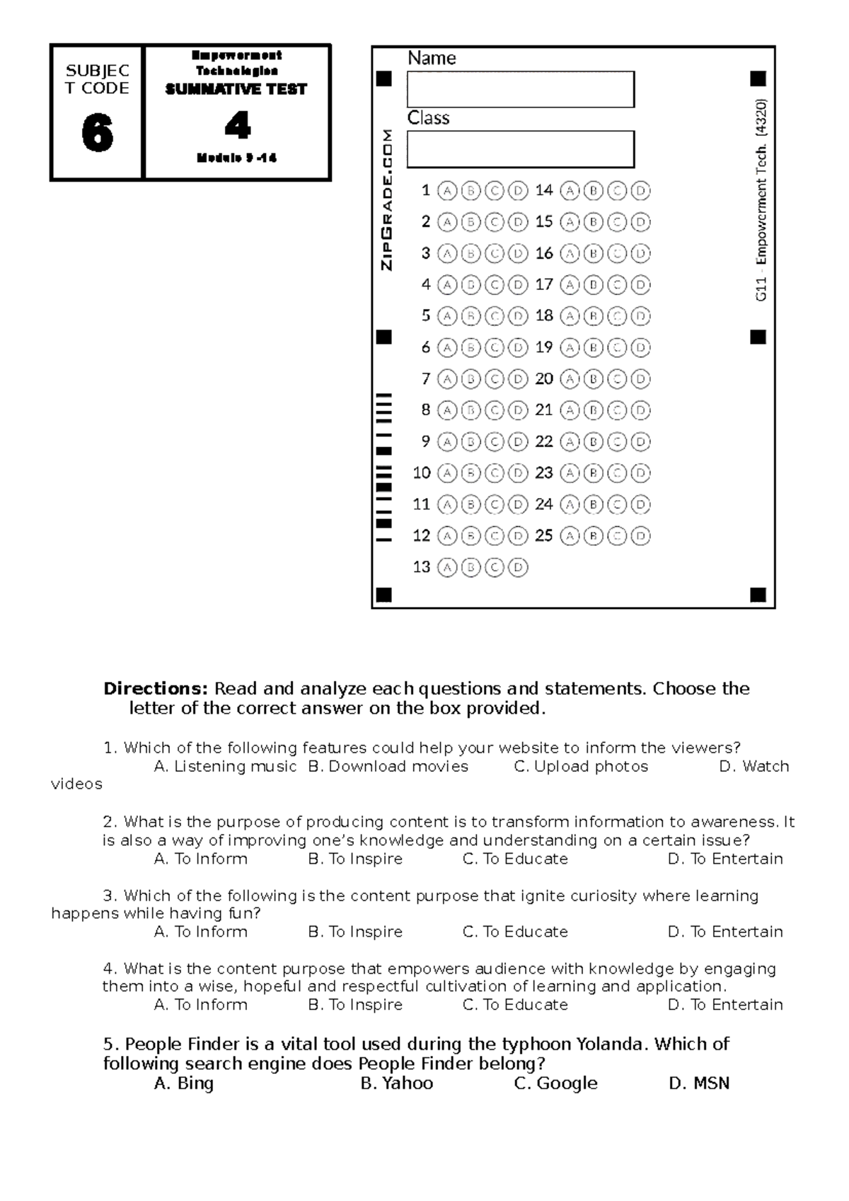 Summative Test Sample - Open - Directions: Read and analyze each ...