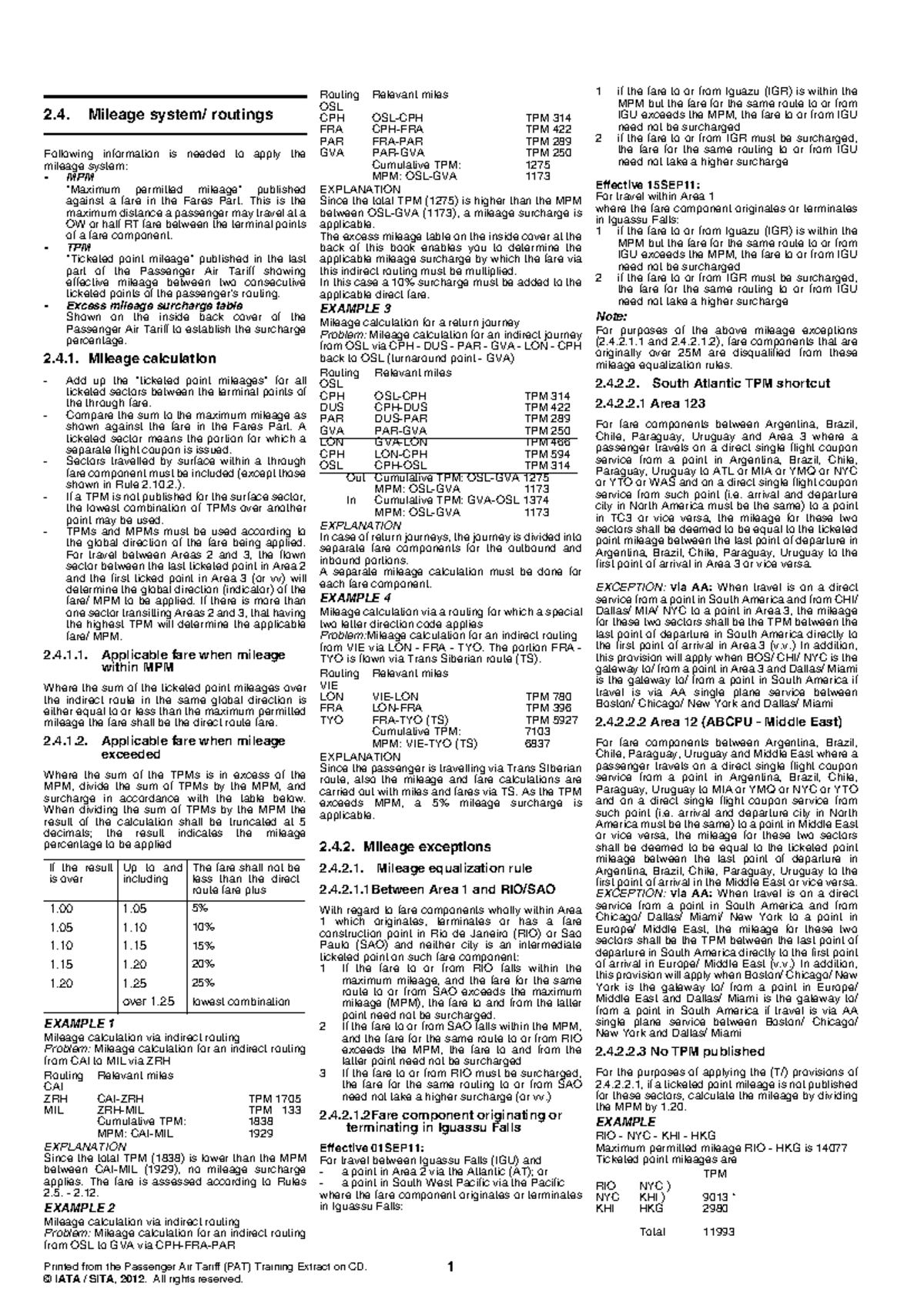 PAT Tariff Training Extract- EMA Table -Specified Routings Table ...