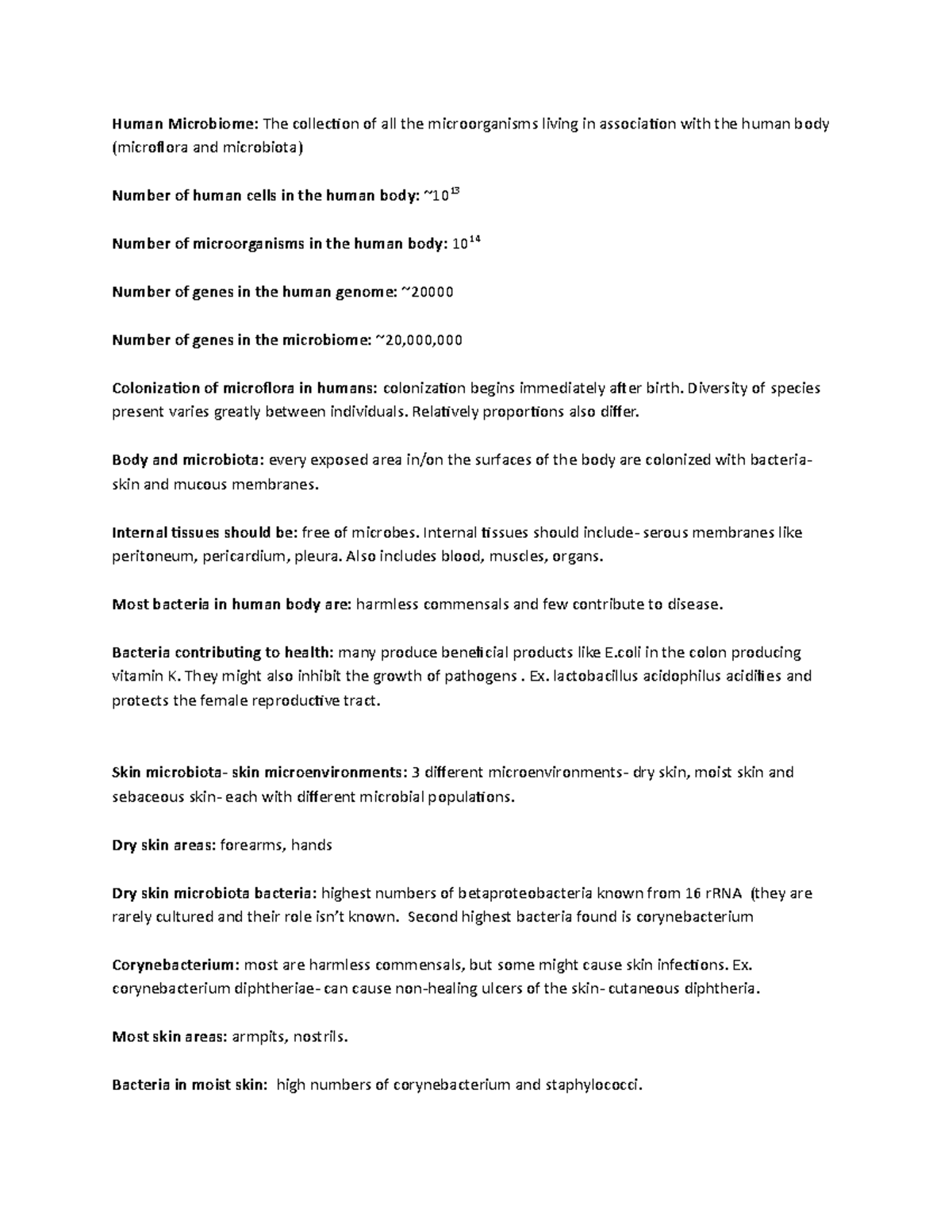 MBIO 1010 Med Microbiology 1 - Human Microbiome: The collection of all the microorganisms living ...