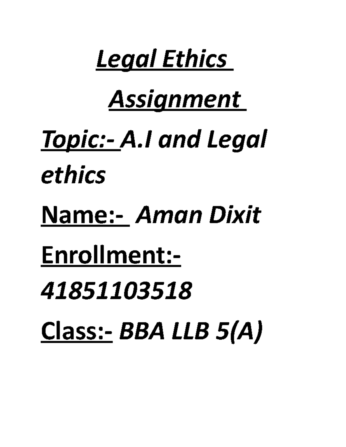 Ai And Legal Ethics Beneficial For Students Legal Ethics Assignment