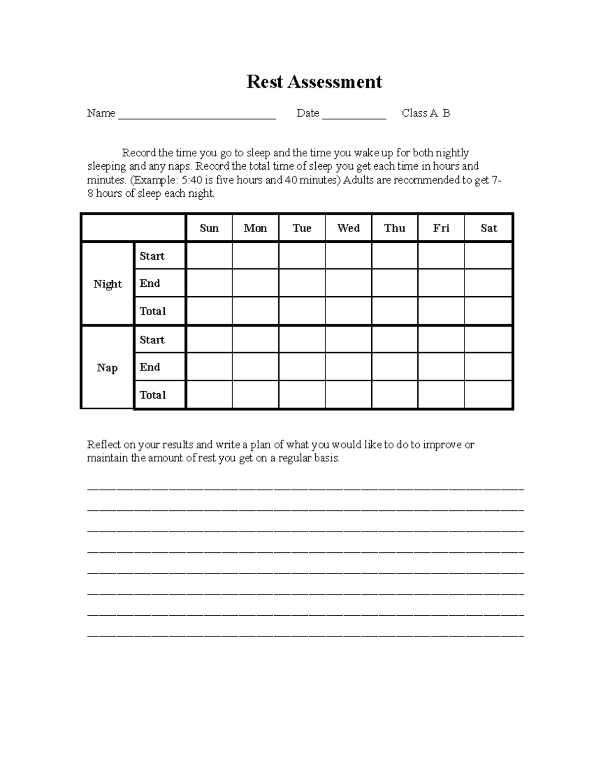Rest Assessment - This is practice material and extra info on exercise ...
