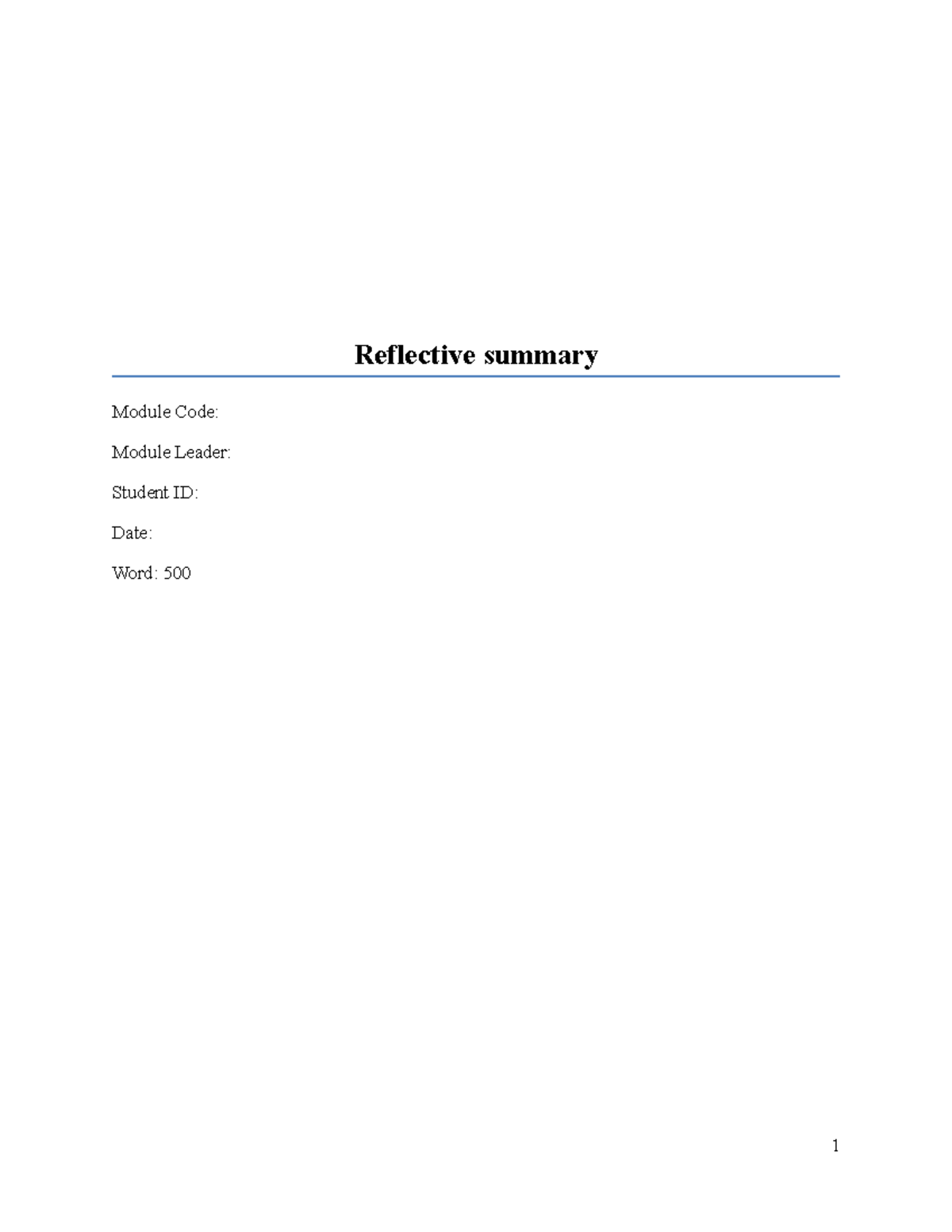 Academic Performance - business - Reflective summary Module Code ...