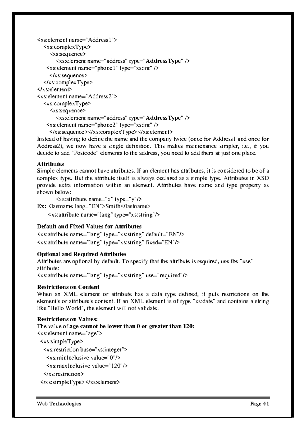 Web technologies part-2 - xs:complexType xs:sequence - Studocu