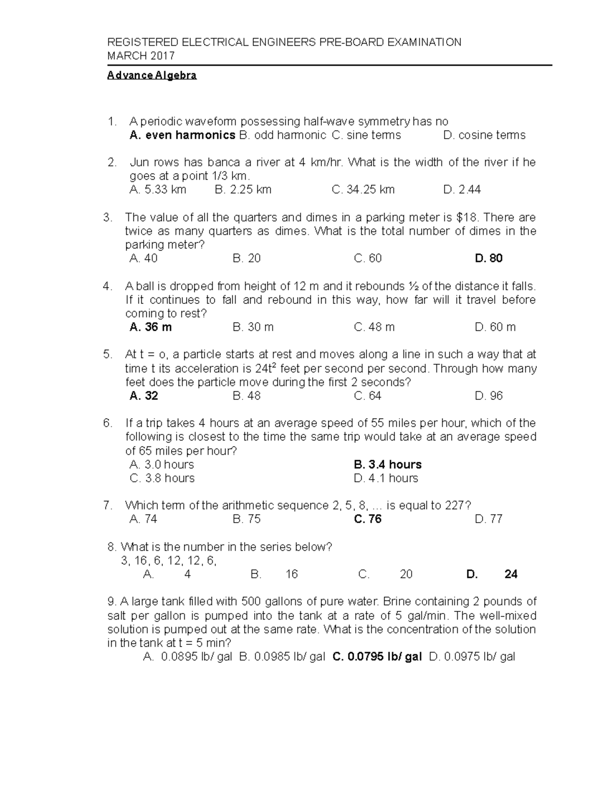 Parcial 5 2011, questions - MARCH 2017 Advance Algebra A periodic ...